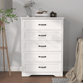 Kicctian 5 Drawer Dresser for Bedroom, Farmhouse Chest of Drawer with ...