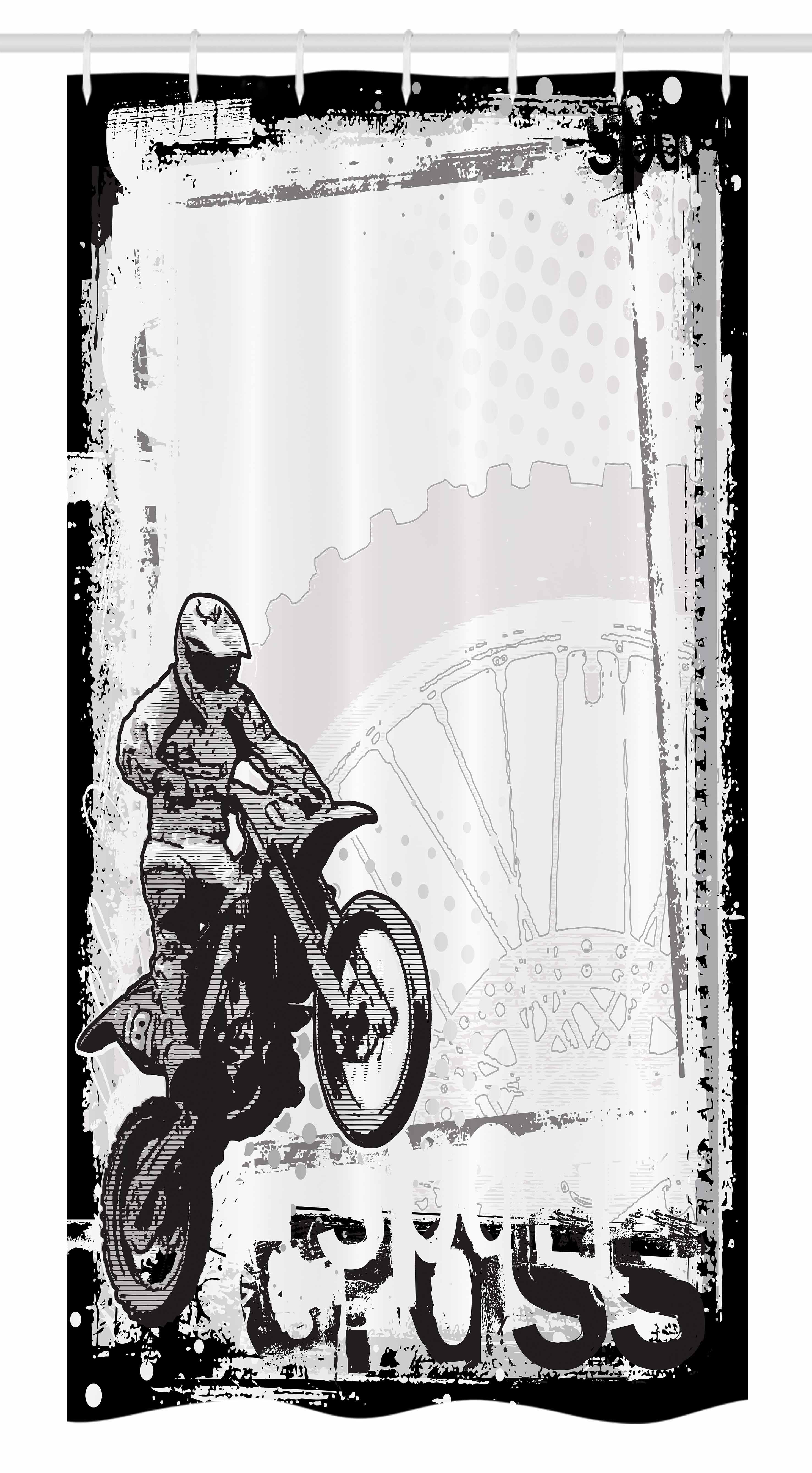 Motorcycle Stall Shower Curtain, Motocross Racer Image Grungy ...