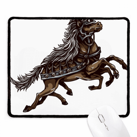 Running Horse Armor Animal Art Grain Mousepad Stitched Edge Mat Rubber ...