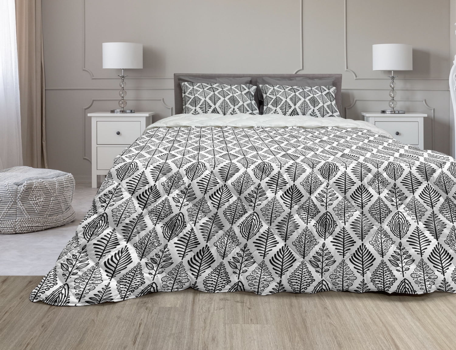 Nature Art Comforter & Sham Bedding Set, Various Leaves Pattern ...