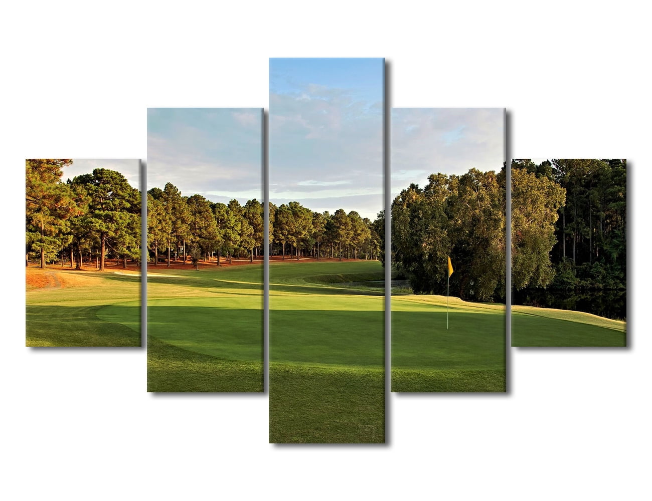 TISHIRON 5PCS Framed Canvas Wall Art Set,60"x40" Pinehurst Golf Course ...