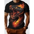 3D summer new flame red python abstract pattern short sleeve digital ...