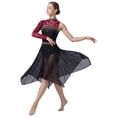 Doomiva Women's Floral Lace Lyrical Dance Dress Mesh Hem Ballet Tulle ...