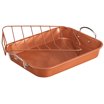 Copper Turkey Roaster Pan with Non-Stick Coating and V-Shaped Rack ...