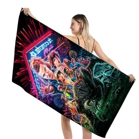 Stranger Things Print Beach Towel Rectangular Microfiber Swimming Bath ...