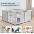 Baby Playpen, Foldable Activity Play Yard with Hoop, Portable 4-Panel ...