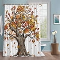 Autumn Tree Shower Curtain for Bathroom, Vintage Watercolor Orange Fall ...