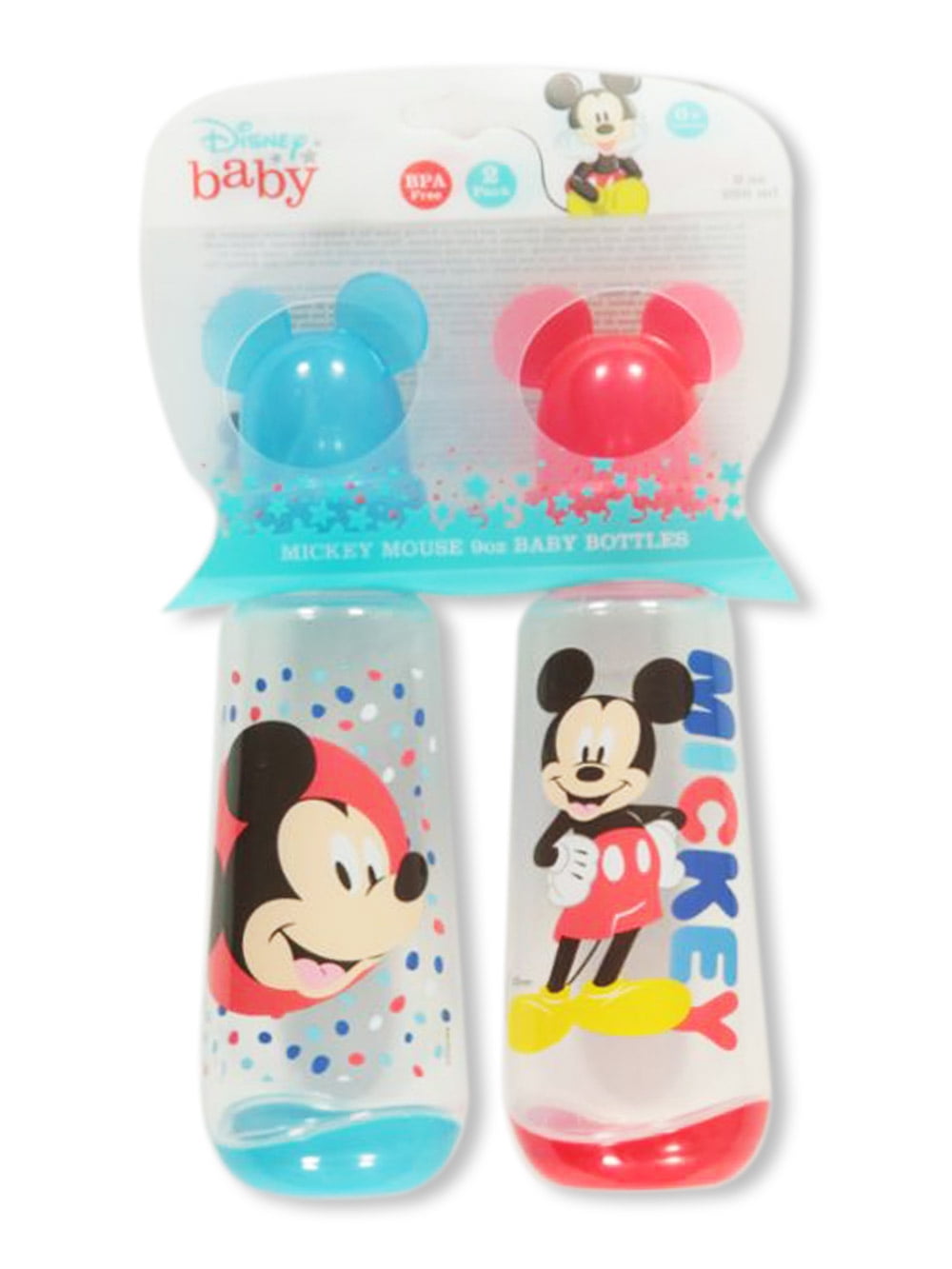 Disney Mickey Mouse Baby Boys' 2-Pack 9 Oz. Baby Bottles - aqua/multi ...