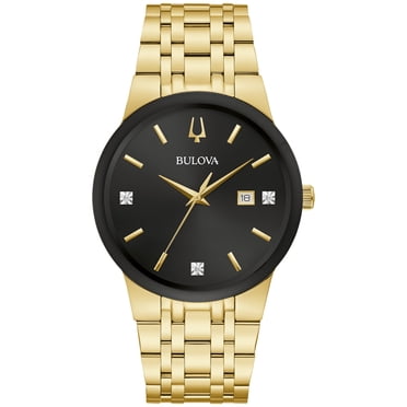 Bulova Men's Modern Gold Tone Dial Yellow Gold Steel Bracelet Diamond ...