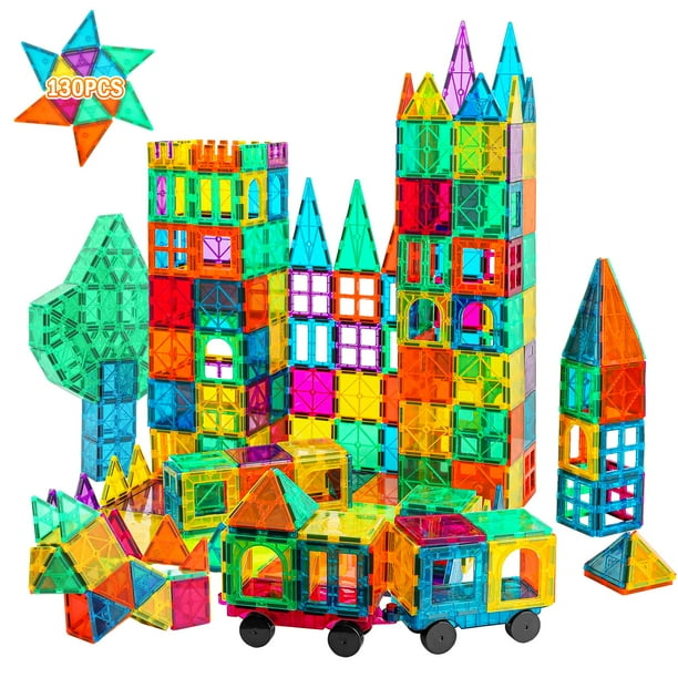 BMAG Magnetic Tiles Toys for Kids, 130pcs Starter Set 3D Magnet ...