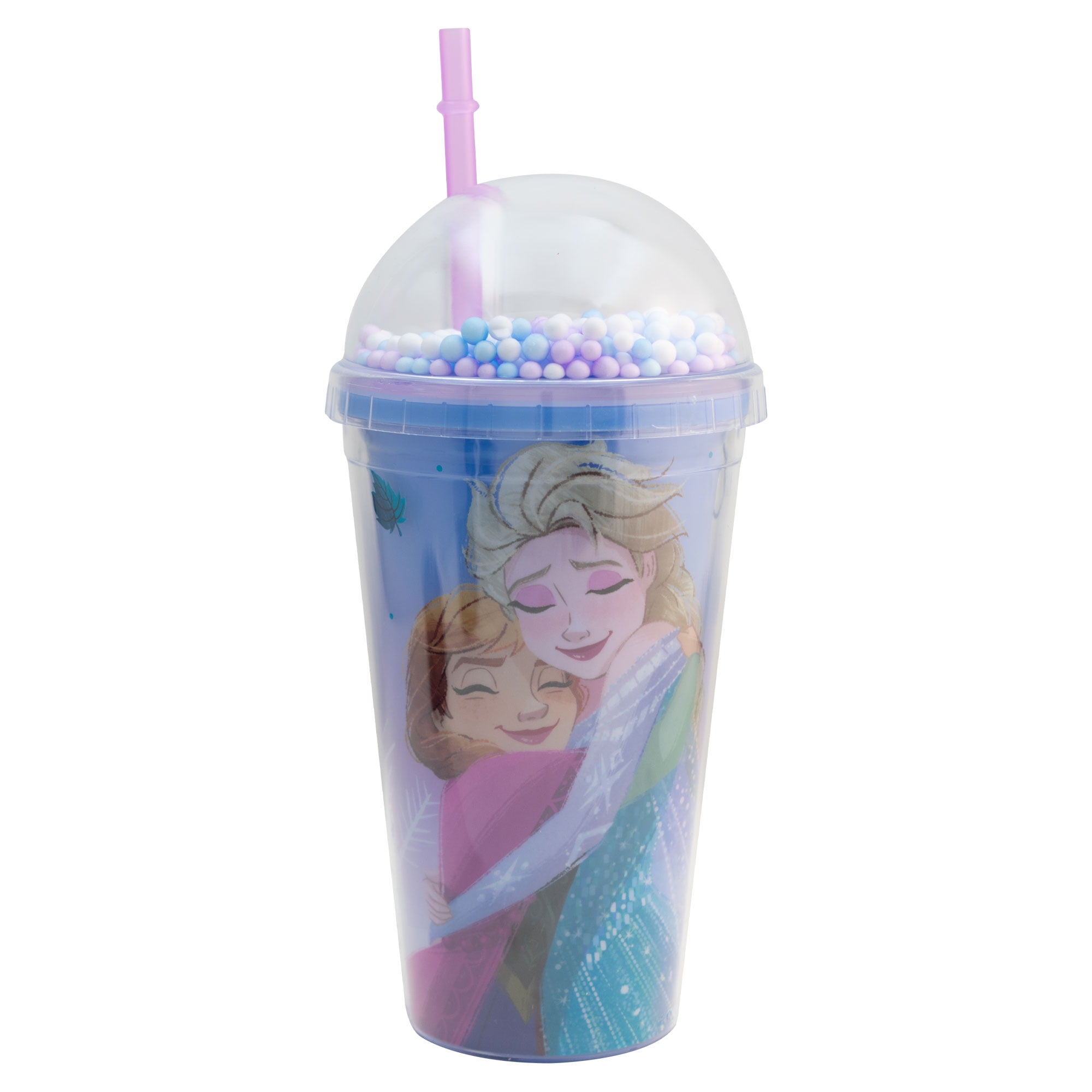 Vaso De Plástico Doble Pared Con Tapa Domo Y Popote, Frozen Elsa, Anna ...