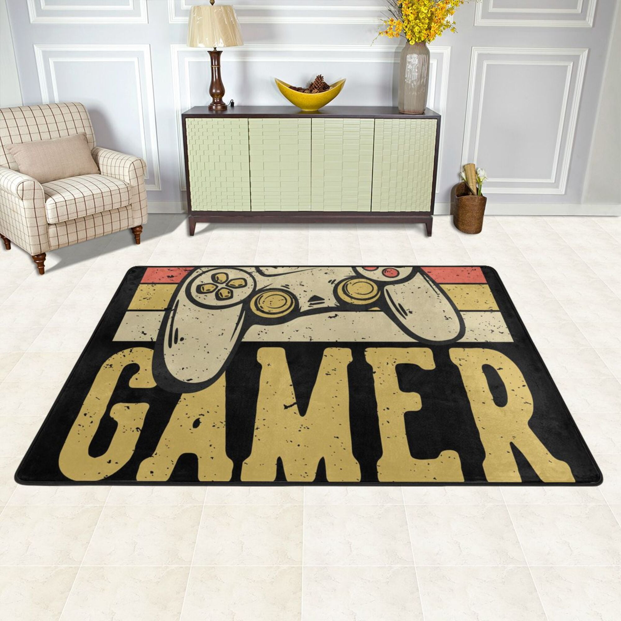 XMXY Area Rugs Doormat Outdoor Entrance, Rainbow Gaming Cute Controller ...