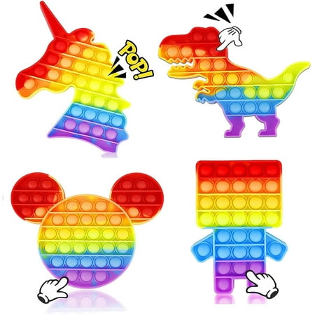 Pop Fidget Toy Set 4 Pack Sensory Push Bubble Popping Poop Silicone ...