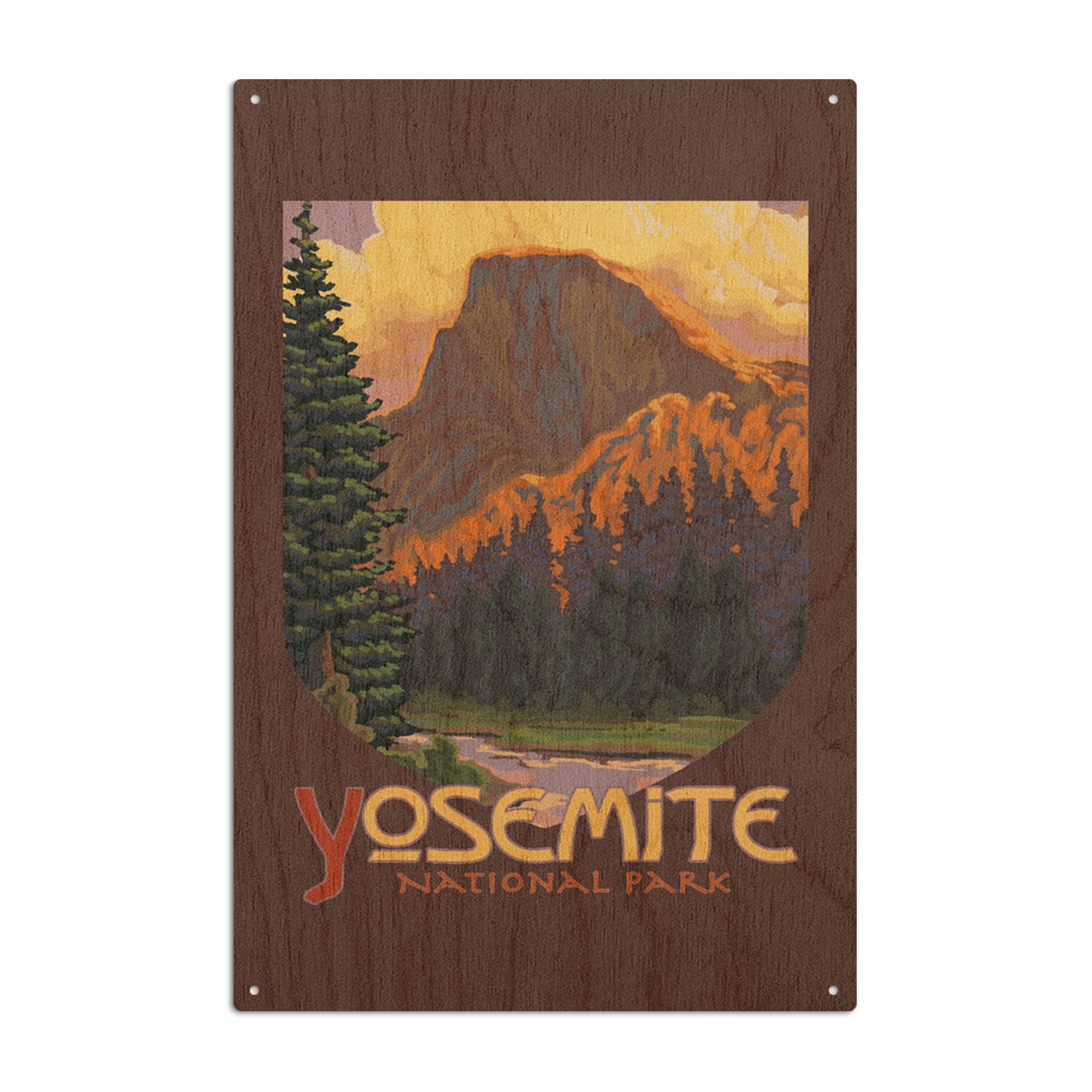 Yosemite National Park, California, Half Dome, Contour Birch Wood Wall ...