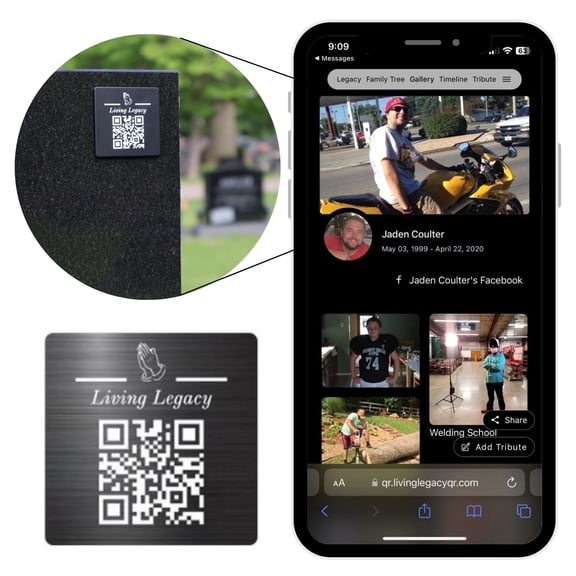 Legacy Honored QR Code Memorial Plaque for Cemetery Headstone ...