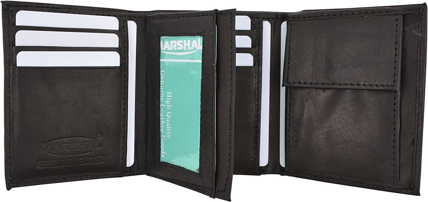 Boys Slim Compact Flap Id and Coin Pocket Trifold Wallet soft leather ...