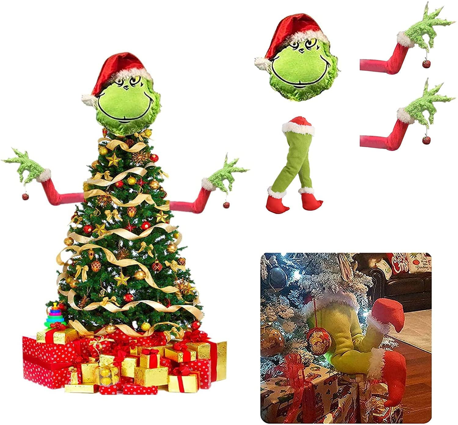 Grinch Christmas Tree Decorations Arm Head and Legs.furry Green Grinch ...