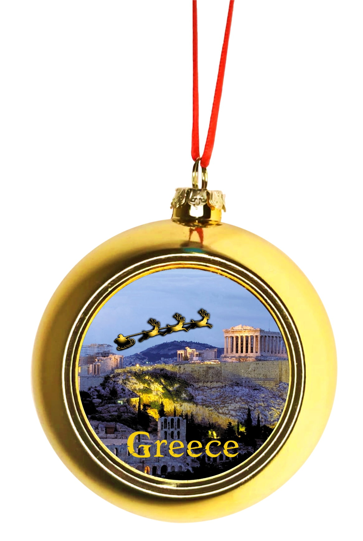 Santa Claus and Sleigh Riding Over The Parthenon Acropolis, Greece ...