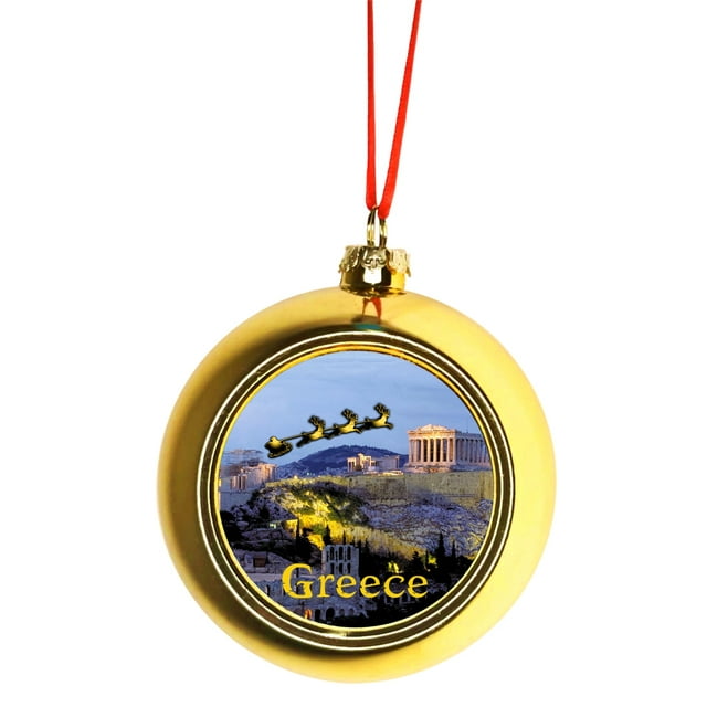 Santa Claus and Sleigh Riding Over The Parthenon Acropolis, Greece ...
