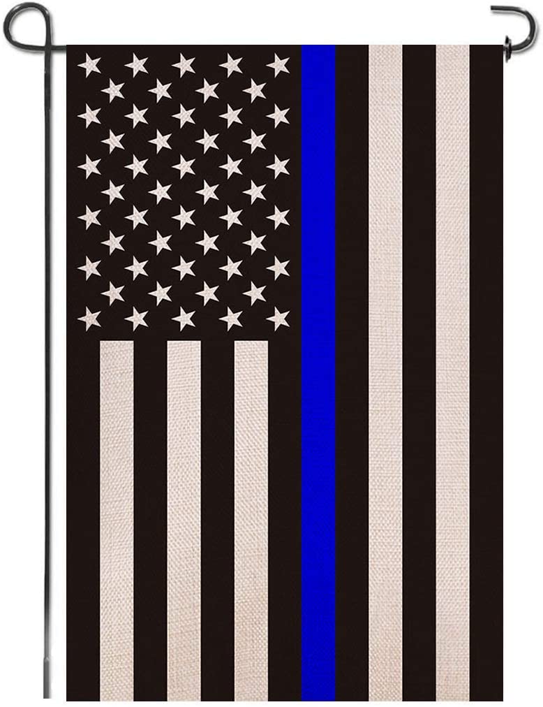 Shmbada Thin Blue Line Support Police Garden Flag - Double Sided 12" x ...