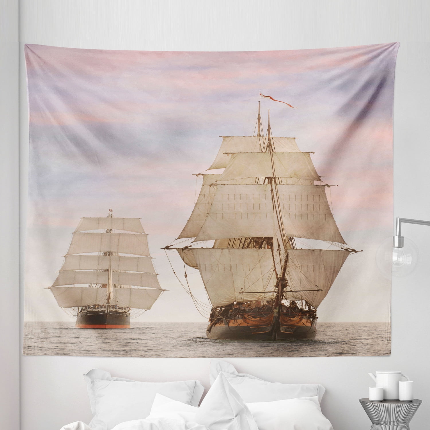 Ocean Tapestry, Sailboat Gaff Top Sail Tall Wooden Sailing Ships Waves ...