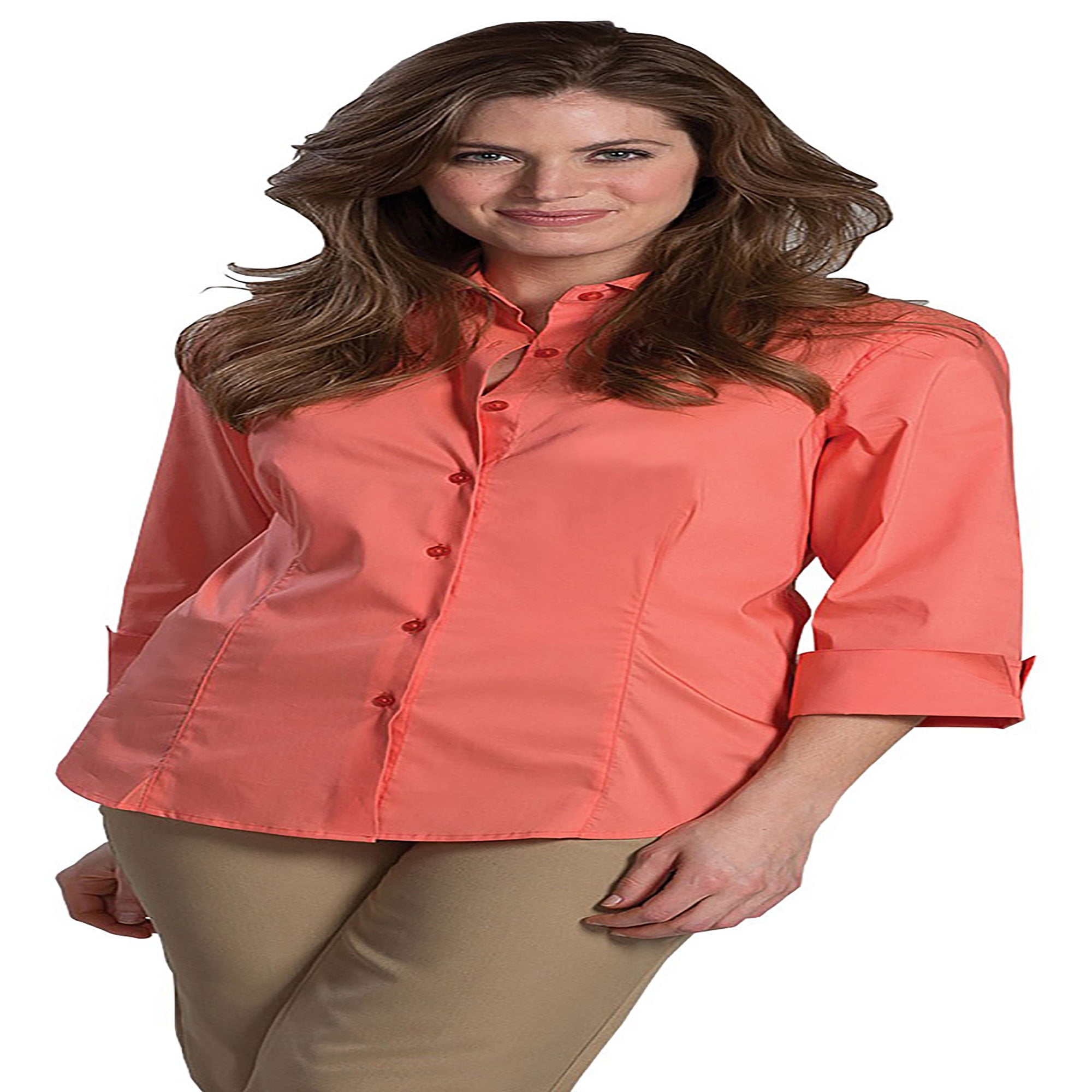 Edwards Garment Women's Spread Collar 3/4 Sleeve Stretch Blouse, Style ...