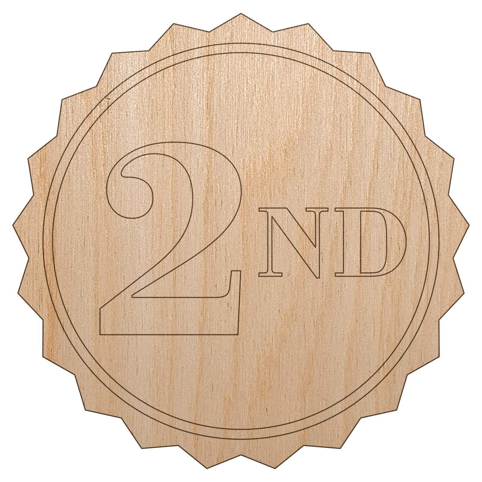 Second 2nd Place Circle Award Wood Shape Unfinished Piece Cutout Craft ...