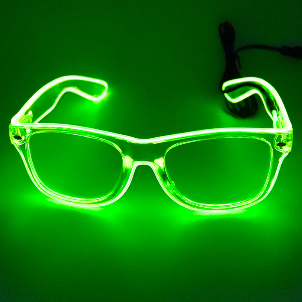 Gafas LED YJ004 con 10 estilos de iluminación, marco transparente y ...