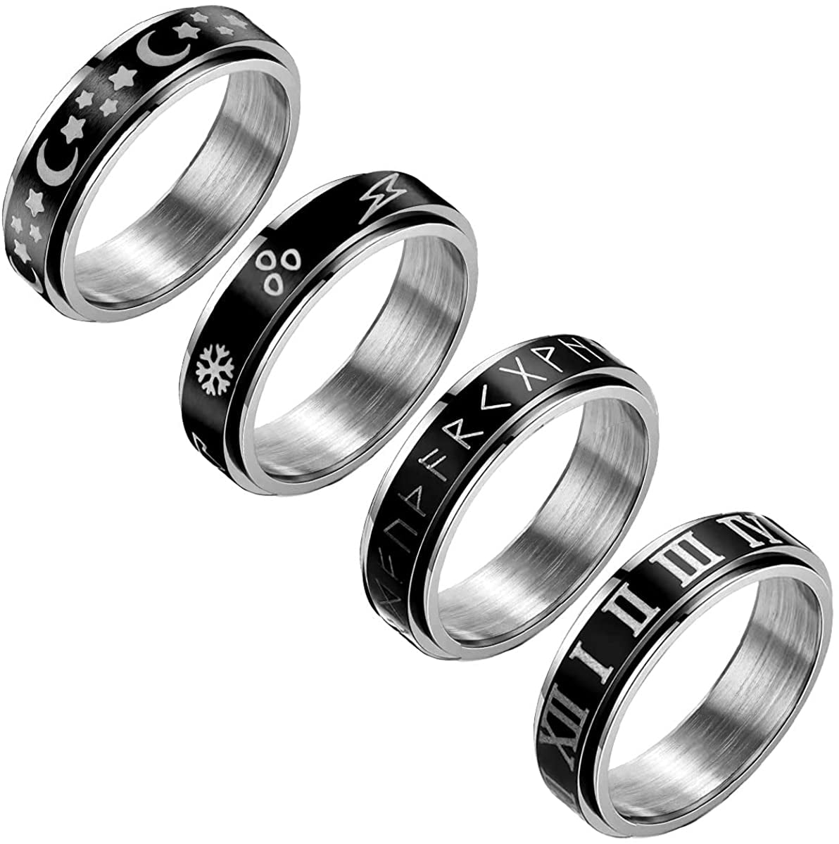 YAZI 4PCS Plain Band Rings for Men Stainless Steel Rings for Men ...