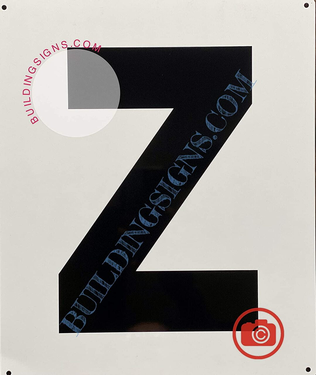 Large Letter Z -Metal Sign - Parking LOT Sign (White,Aluminium,10X12 ...