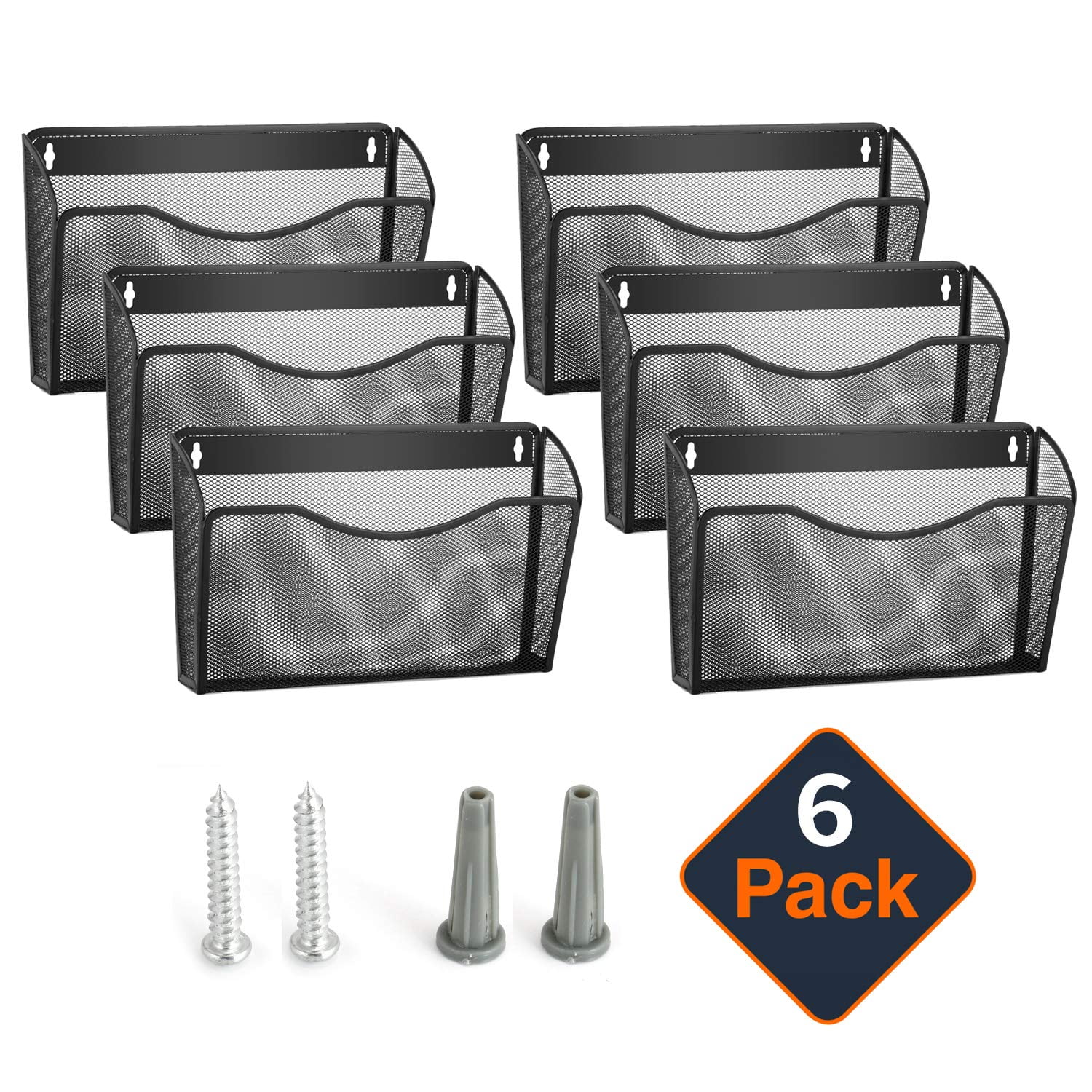 6 Pockets Hanging File Holder Organizer, Black - Walmart.com