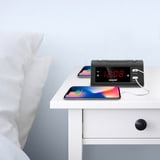 SHARP Dual Alarm Clock with 2 x USB Charge Ports, Black with Red LED ...