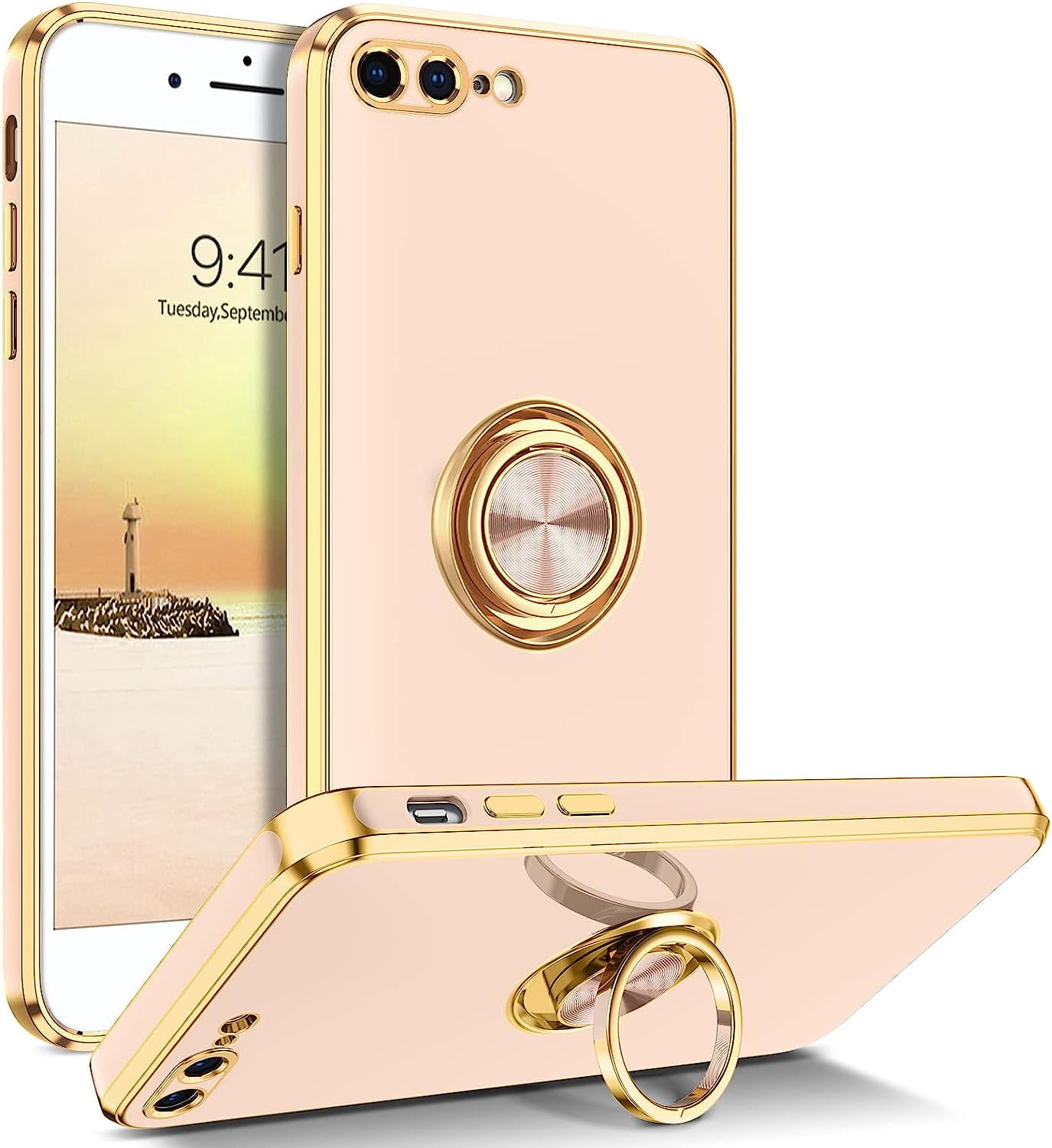 iPhone 8 Plus Case, iPhone 7 Plus Case, Slim Fit Ring Holder Stand ...