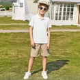 Boys Knitted Jacquard Short Sleeve Polo Shirt – Waffle Texture Lapel ...