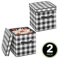mDesign Square Gift-Wrap or Ornament Storage Box, Handles, 2 Pack ...