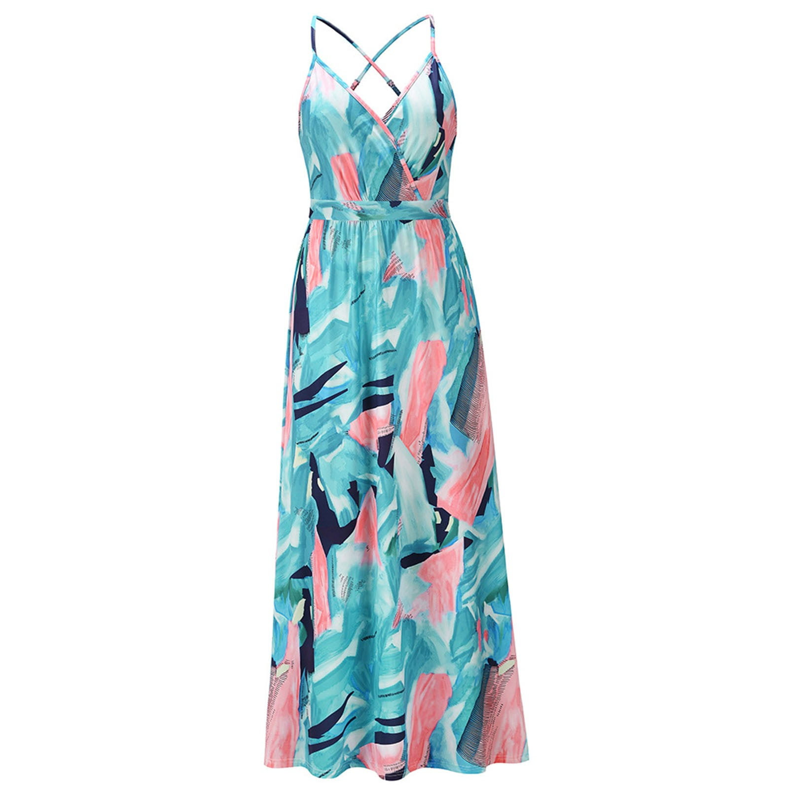 B91xz Womens Casual Dresses Spring Summer Dress Bohemian Floral Strap