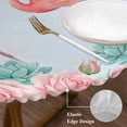 Coastal Flamingo Pink Rose Round Fitted Tablecloth with Elastic Edge ...