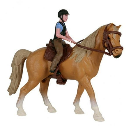 2- Farm Animal Figure Toy Miniature Horse with Male Rider Figurine ...