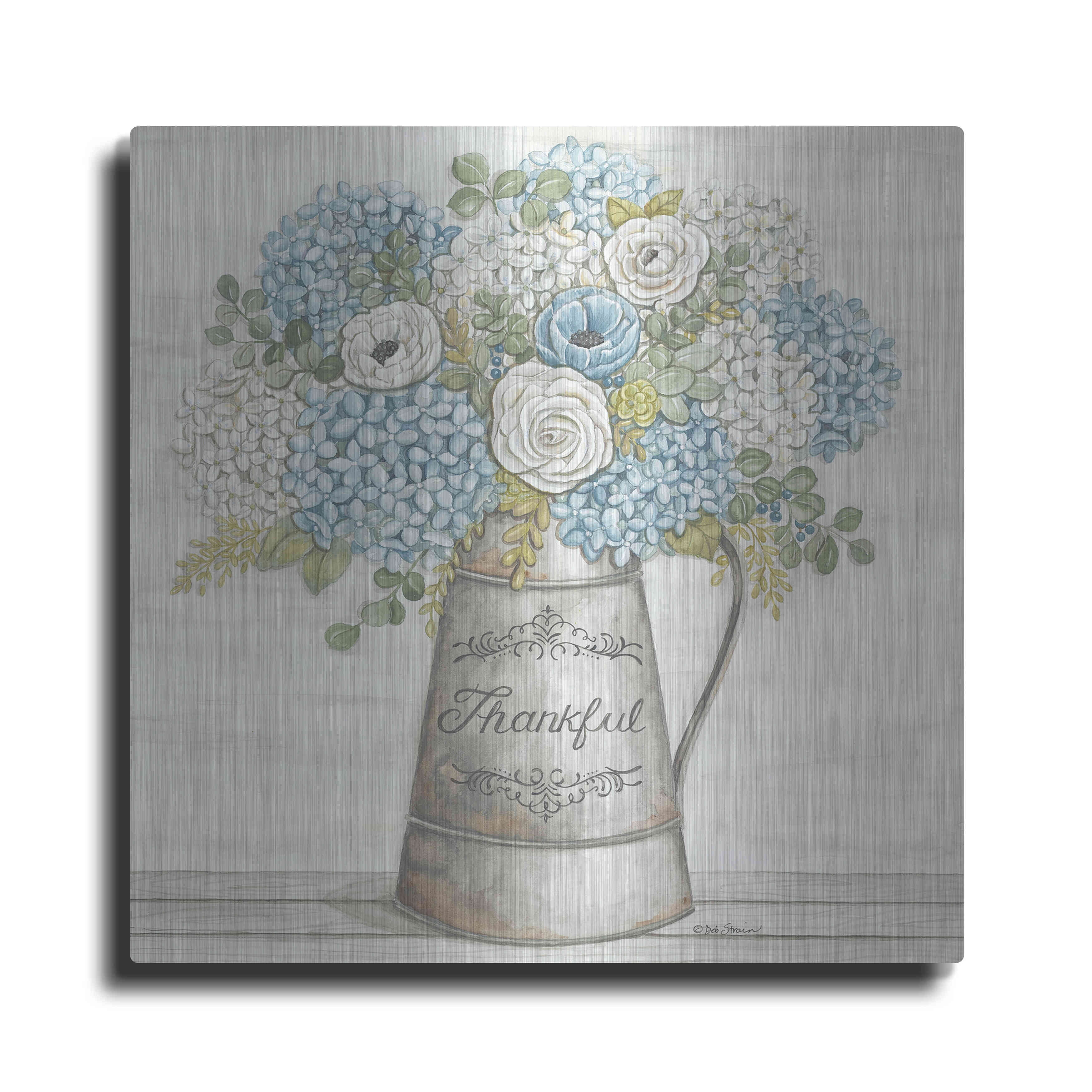Luxe Metal Art 'Thankful' by Deb Strain, Metal Wall Art, 12"x12 ...