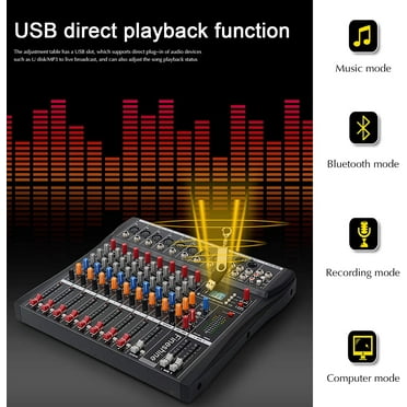 Black Live Mixer Micfuns, Professional 8 Channel Stereo Sound Mixer ...
