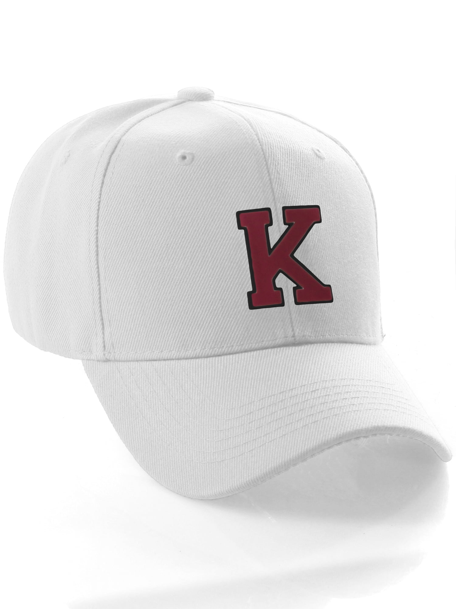 Classic Baseball Hat Custom A to Z Initial Team Letter, White Cap Black ...