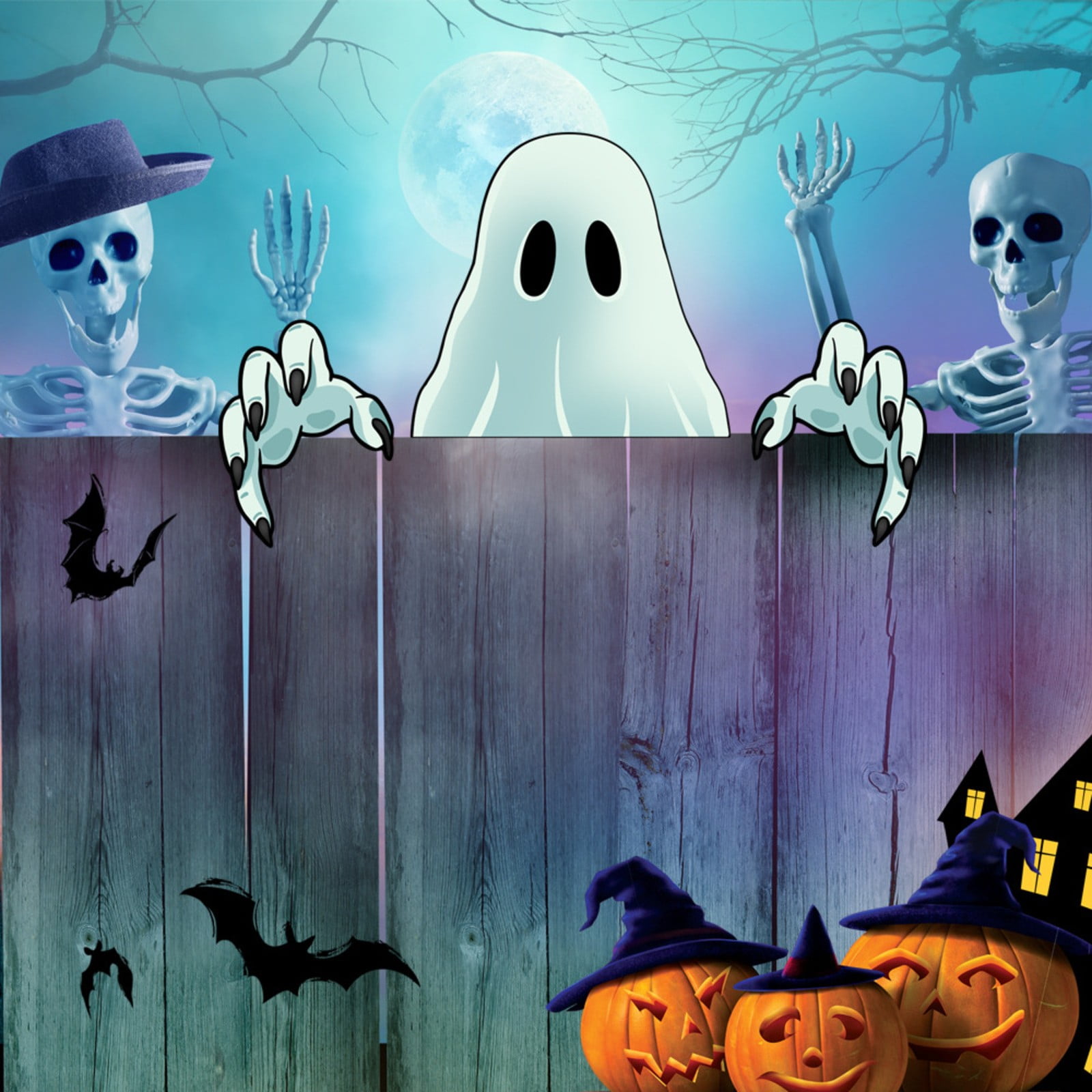 Click here for Bker 3 Pieces Halloween Fence Peeker Decoration Ha... prices
