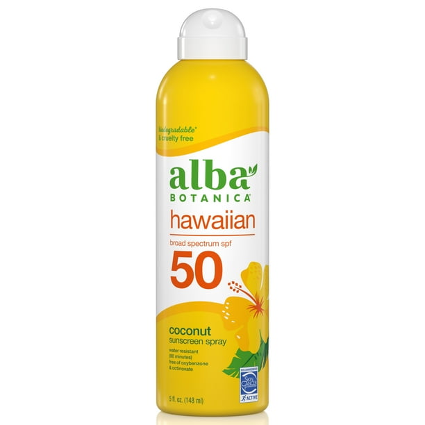 Alba Botanica Hawaiian Sunscreen Spray SPF 50, Coconut, 5 fl oz ...