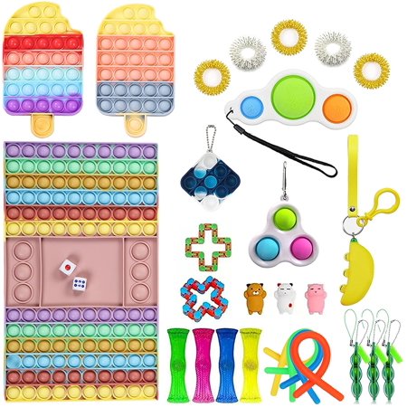 ICHUDAN Fidget Packs Anti-Anxiety Tools, Cheap Fidget Toy Pack with Marble Mesh Sensory Tube and ...