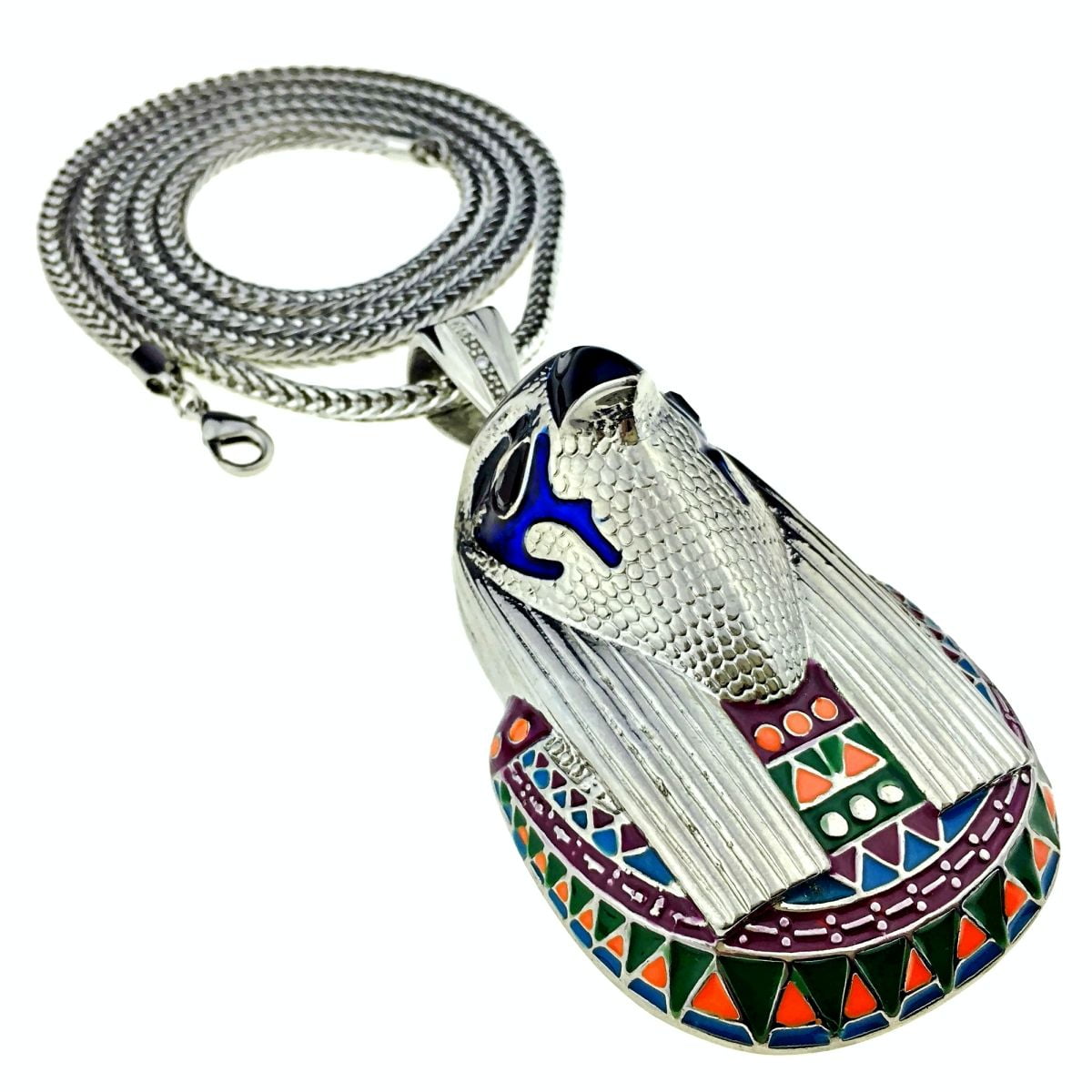Horus Falcon Egyptian Bird God Hip Hop Chain Silver Tone 36" Franco ...