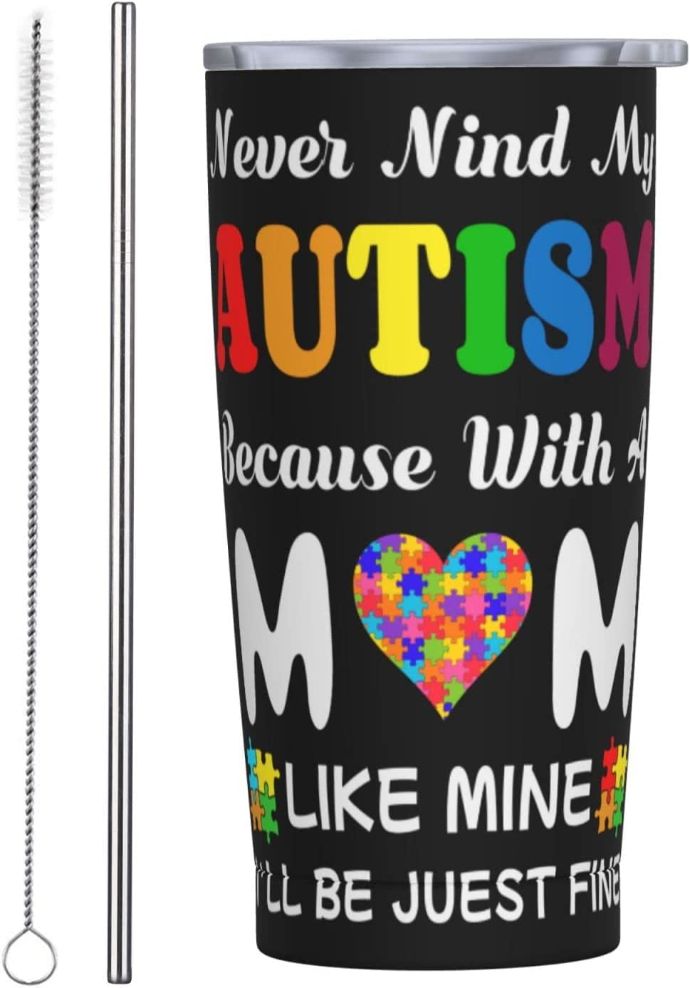 Funny Tumblers Autism Mom Autism Awareness Ribbon Stainless Steel Mug ...