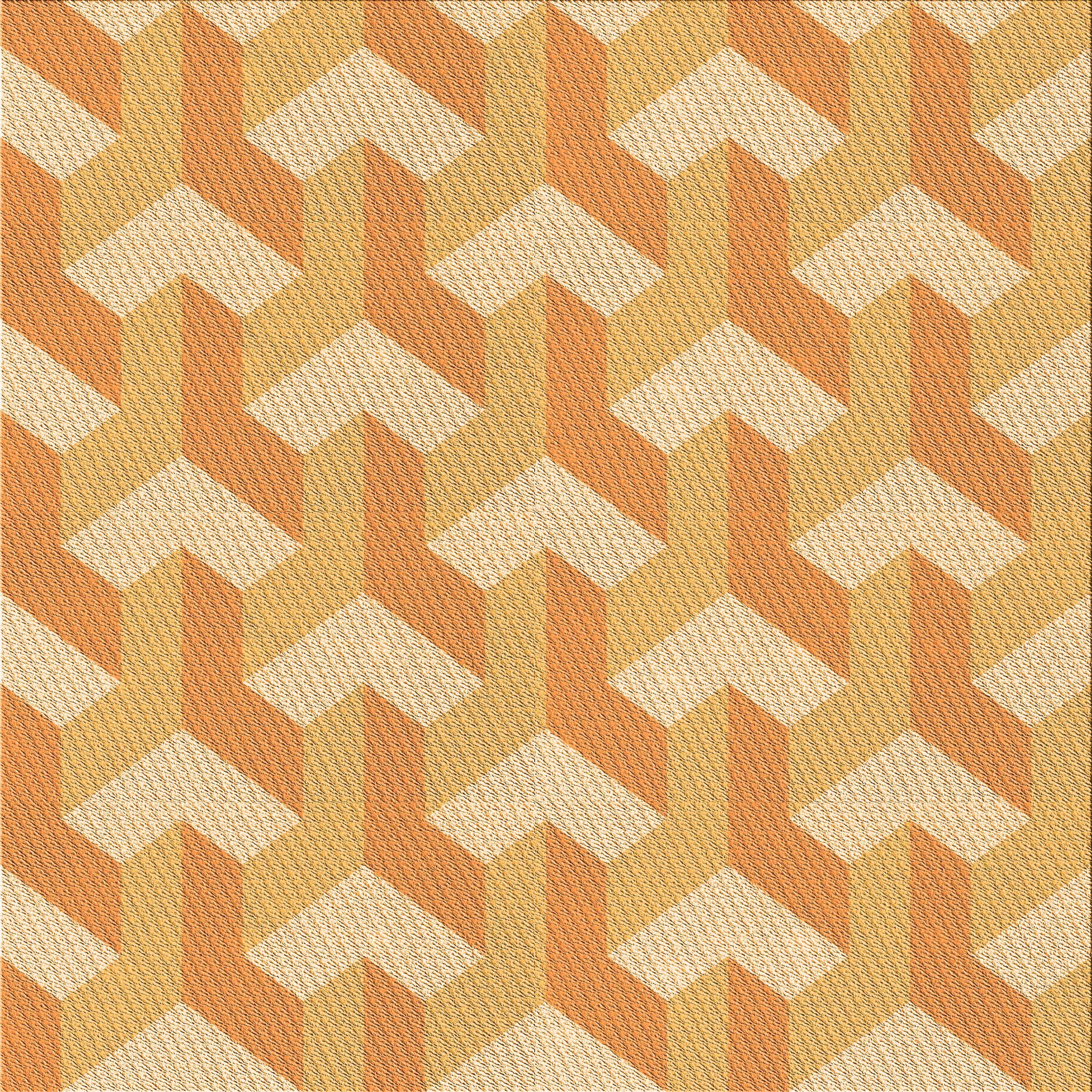 Ahgly Company Indoor Square Patterned Neon Orange Area Rugs, 6' Square ...