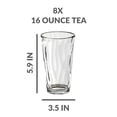 Mainstays 16 oz Clear Tea Glass Set of 8 with Elegant Wave Pattern for ...