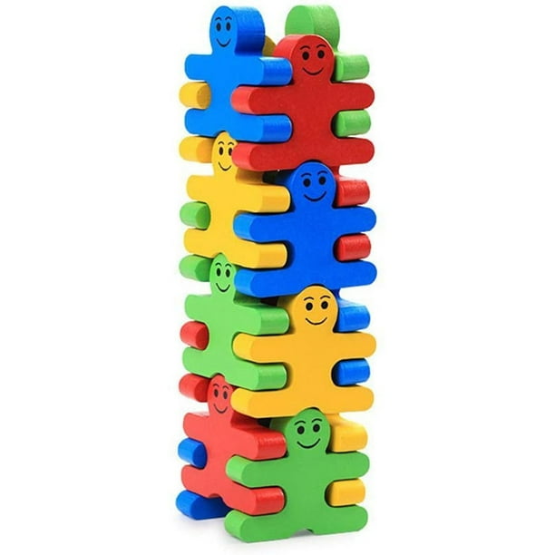 16 Pieces Building Blocks Wooden Cartoon Educational Balance Blocks For ...