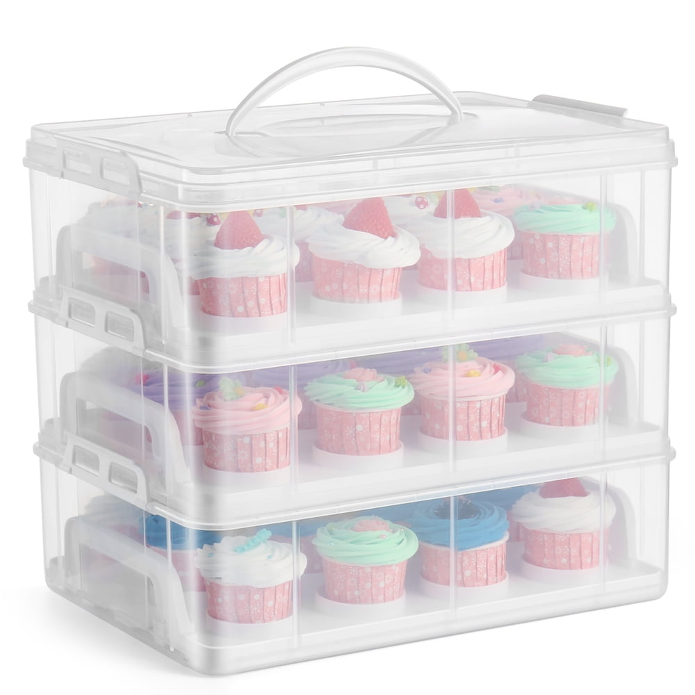 Cupcake Carrier Holder Container Box (36 Slot, 3 Tier) - 36 Cupcakes ...